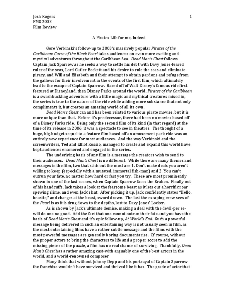 "Pirates of The Caribbean: Dead Man's Chest" Film Review | PDF | Leisure