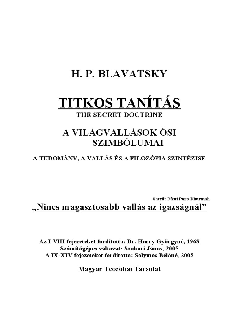 H. P. Blavatsky: Titkos Tanítás Iv. | PDF