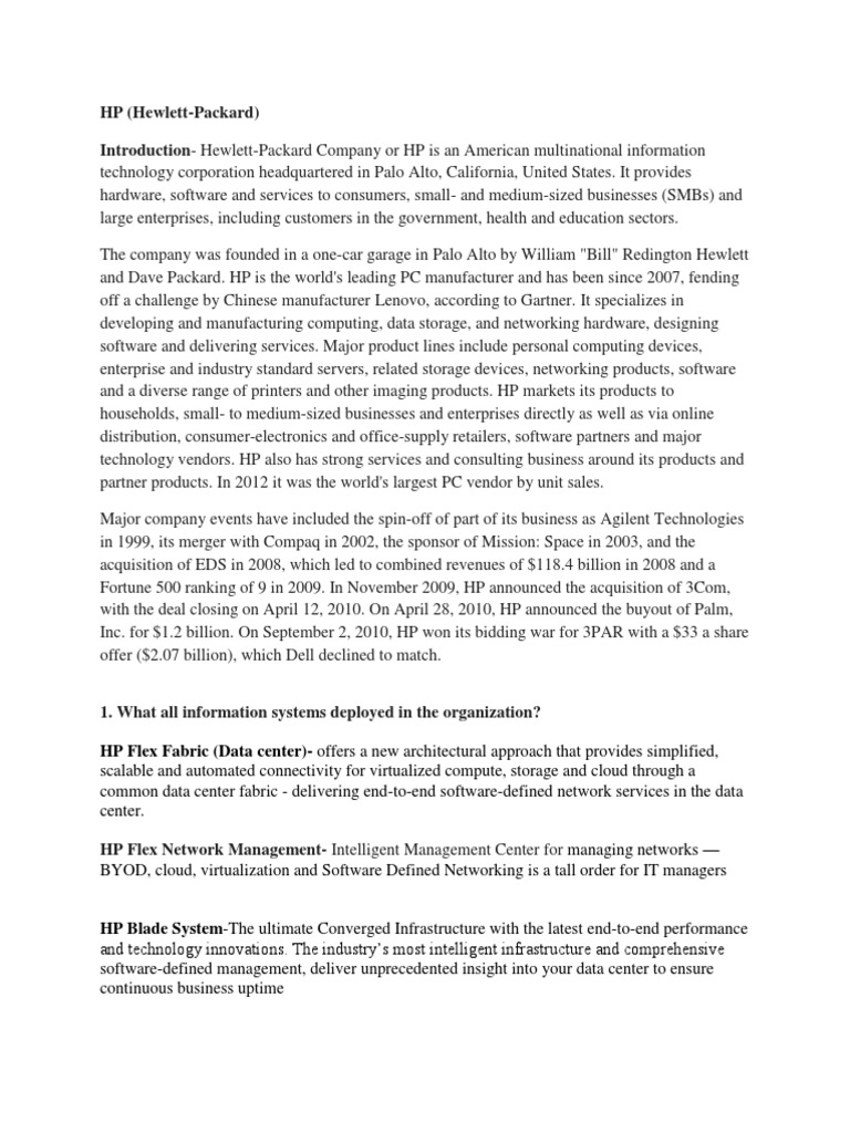 HP Case Study | Download Free PDF | Hewlett Packard | Supply Chain ...