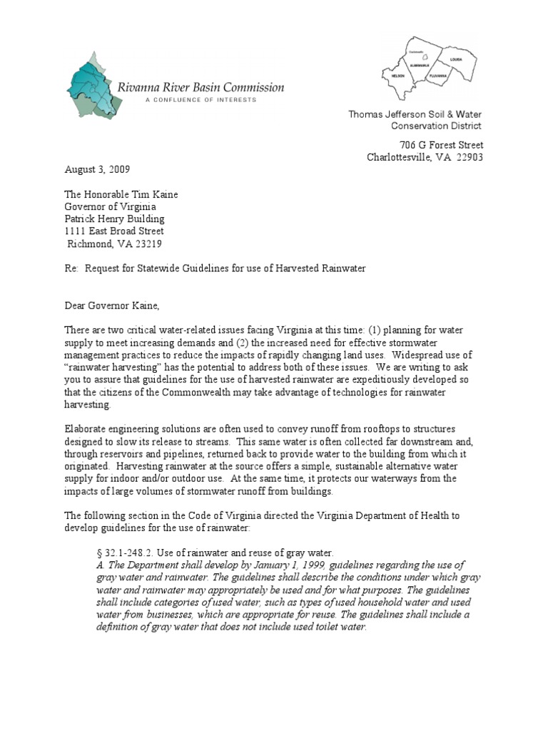 Rainwater Harvesting Letter | PDF | Stormwater | Hydrology And Urban ...