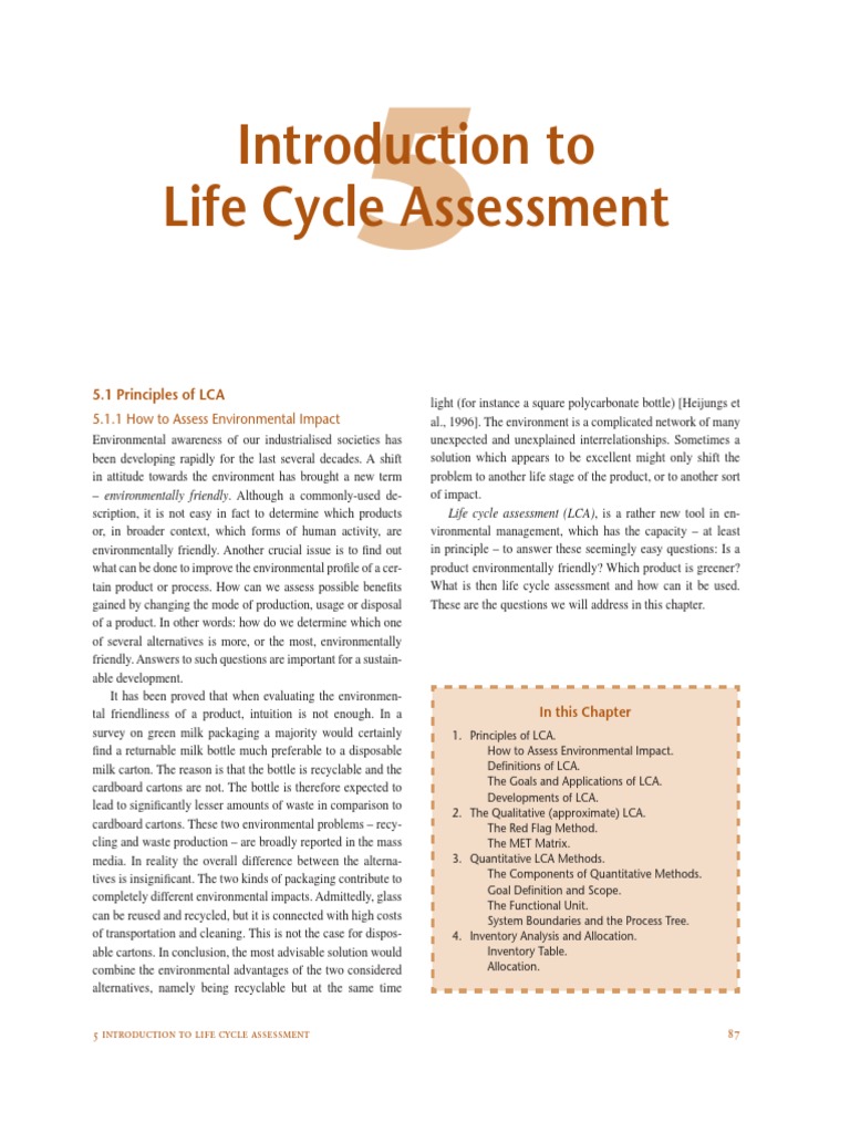 Life Cycle Assessment Chapter | PDF | Life Cycle Assessment | Natural ...