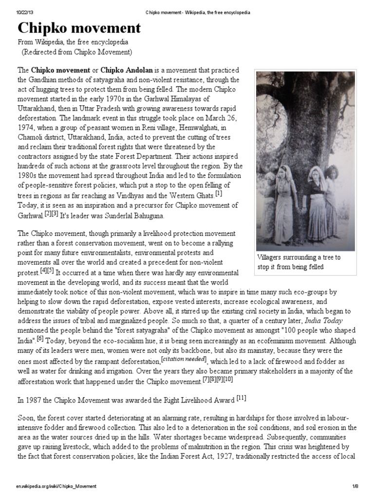 Chipko Movement - Wikipedia, The Free Encyclopedia PDF | PDF | Activism ...