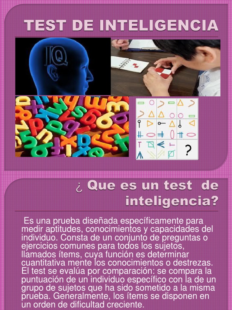 TEST DE INTELIGENCIA (1).pptx | Cociente de inteligencia | Cognición
