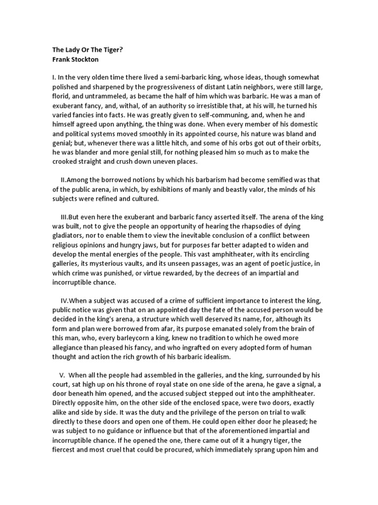 The Lady or The Tiger | PDF