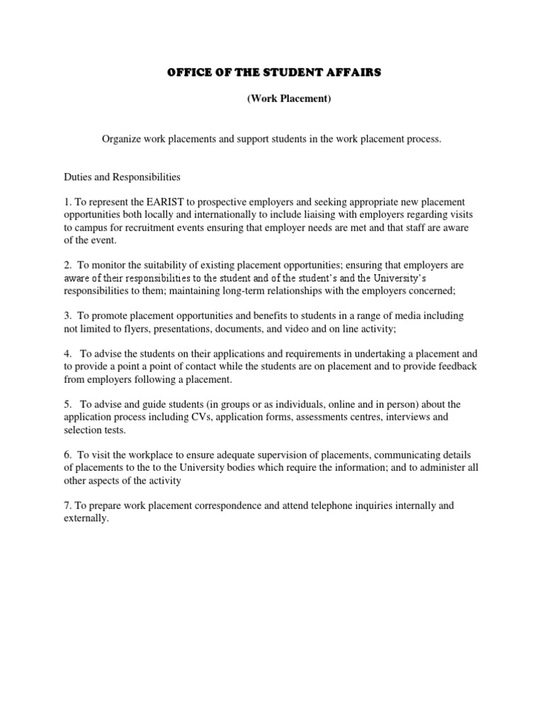 Student Work Placement Support Guide | PDF | Career & Growth