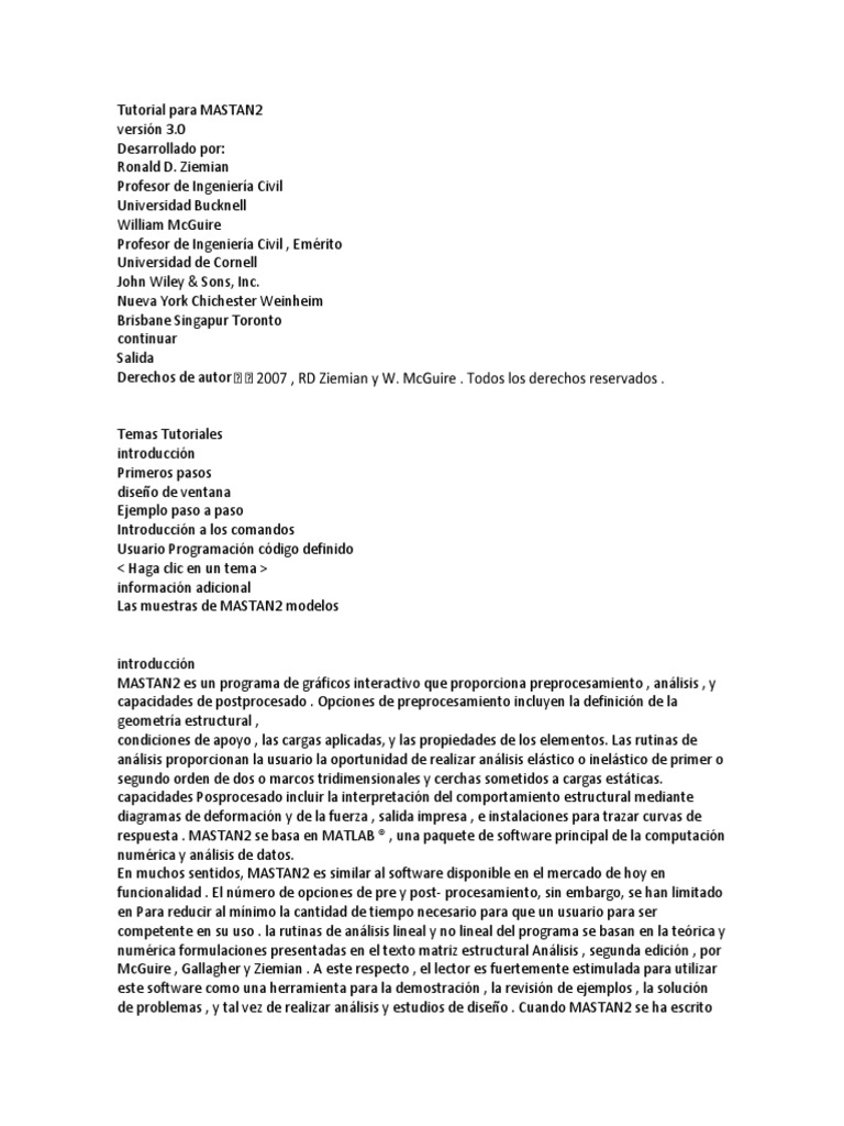 Tutorial para MASTAN2, Español | PDF | Point and Click | Archivo de computadora