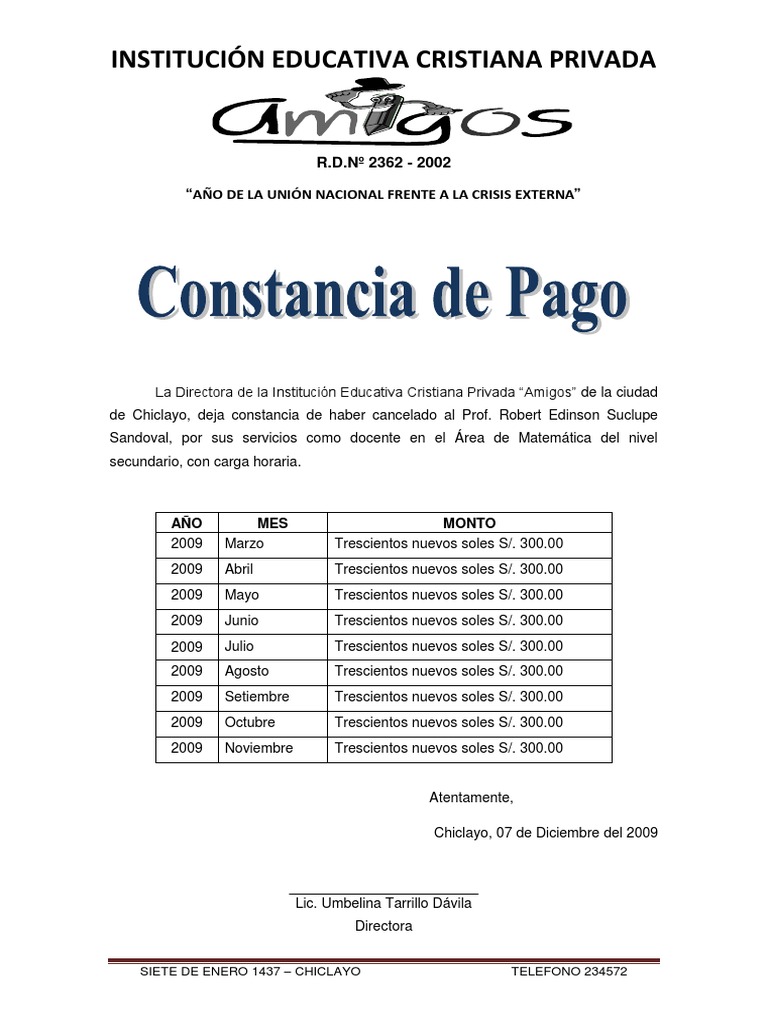 Constancia de Pagos | PDF