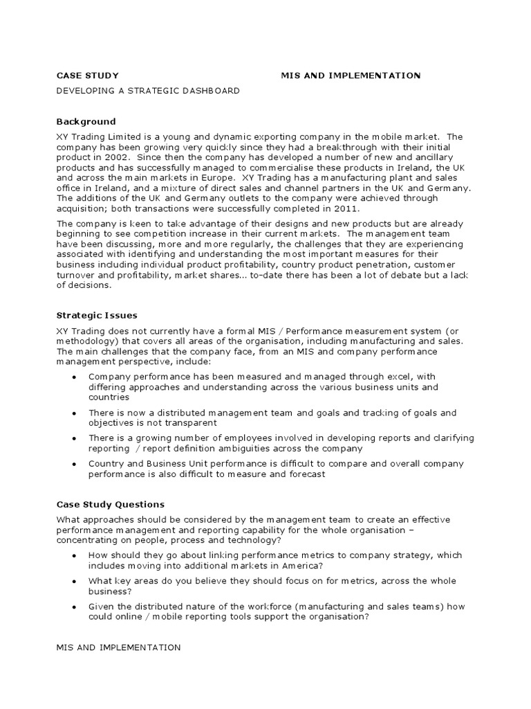 Case Study Mis and Implementation | PDF | Sales | Strategic Management