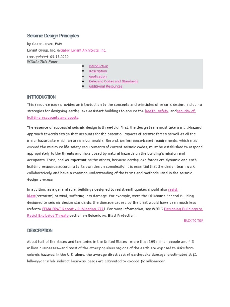 Seismic Design Principles Download Free Pdf Applied And