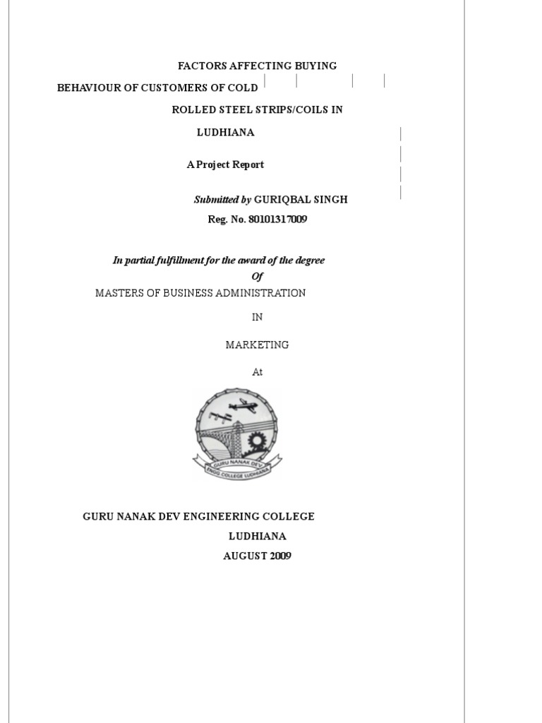 MBA Marketing-Project-Report | PDF | Manufacturing And Engineering ...