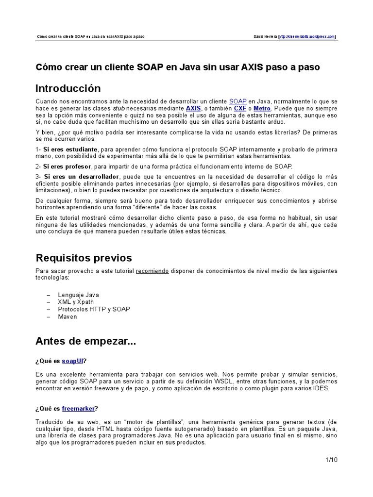 Crear Cliente SOAP Java v2 | PDF | Jabón | Java (lenguaje de programación)
