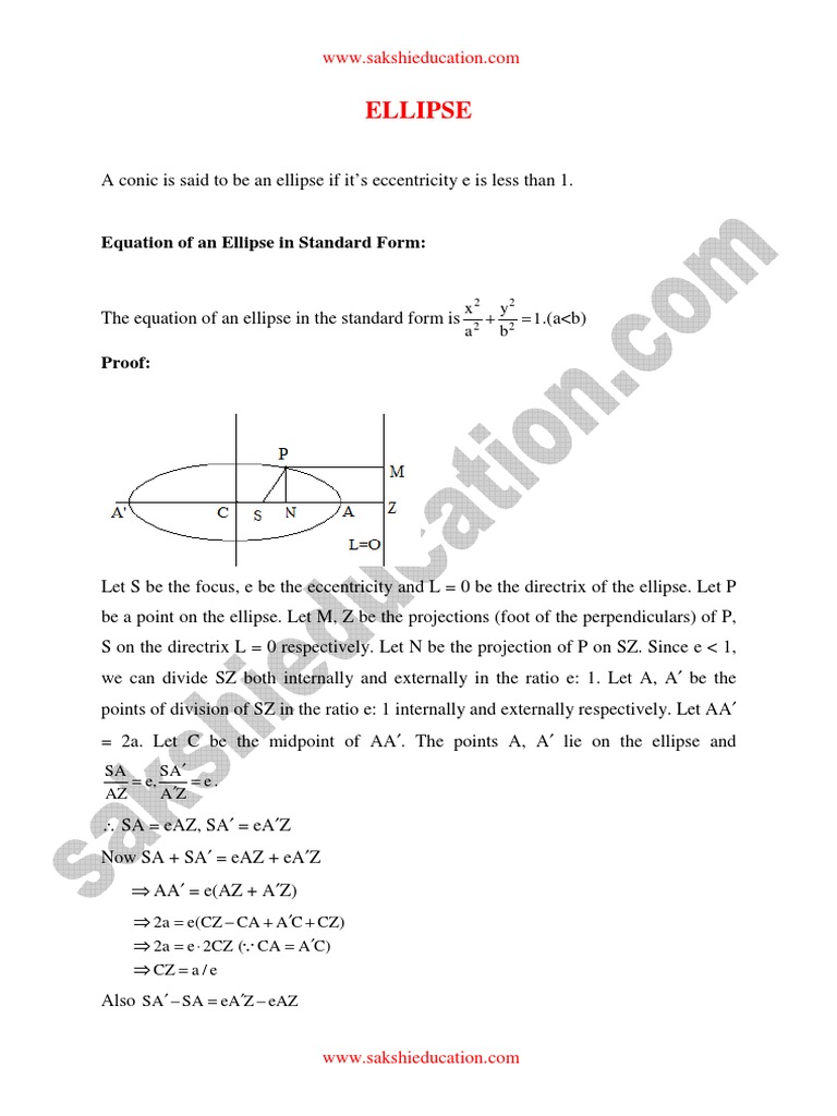 Ellipse PDF | PDF | Trigonometric Functions | Ellipse