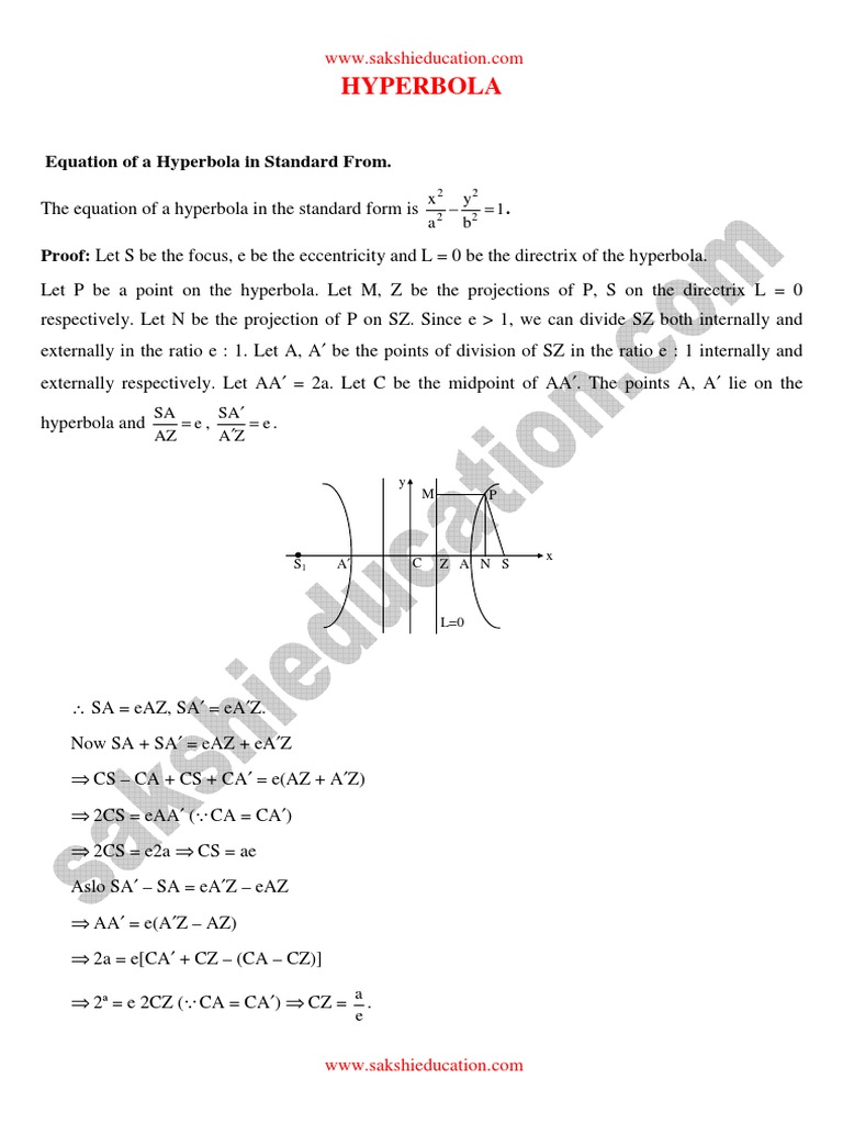 Hyperbola Pdf Pdf Perpendicular Circle