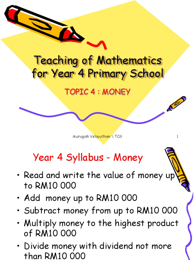 Topic 4 (Money) - Y4 09 | PDF | Division (Mathematics) | Elementary ...