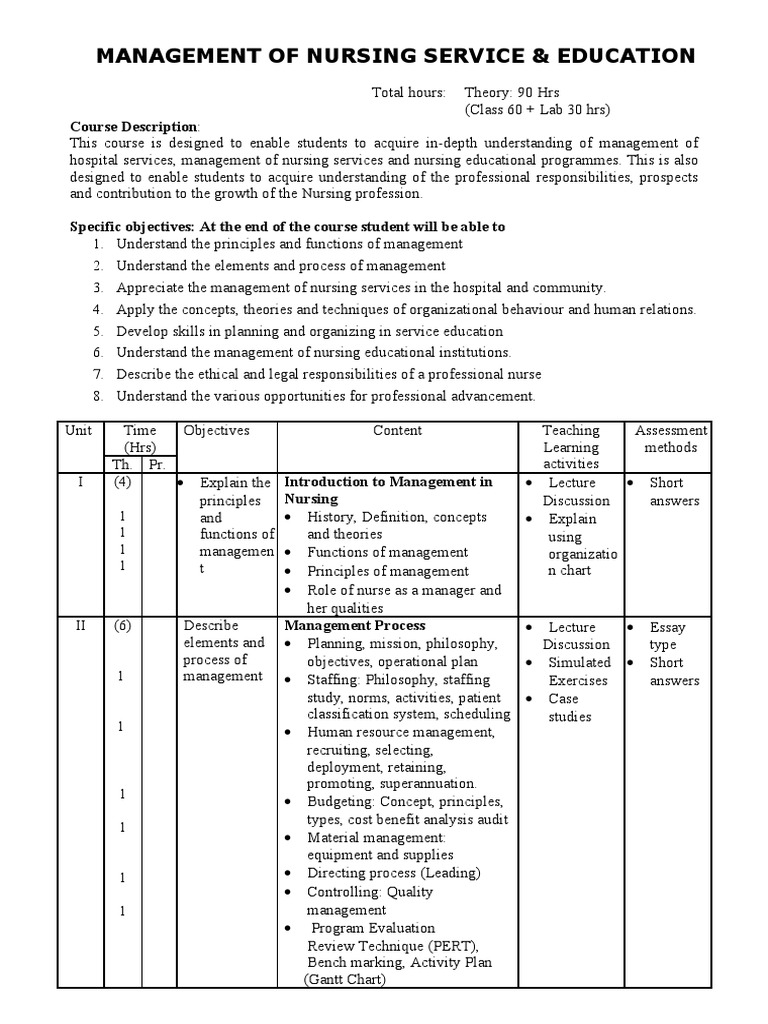 Nursing Services and Education Management | PDF | Nursing | Health Care