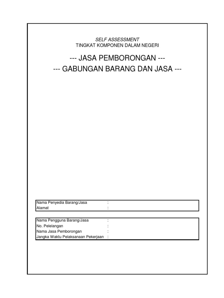 Form Self Assessment TKDN Gab. BarangJasa - Jasa Pemborongan SC - 12C | PDF
