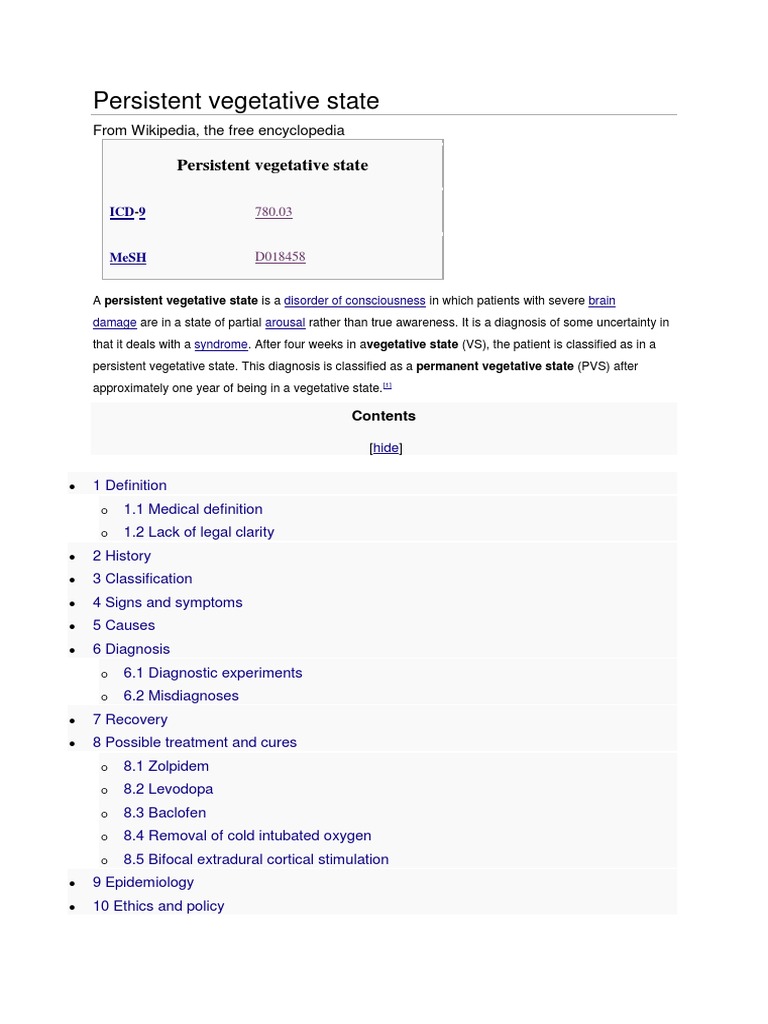 Persistent Vegetative State | PDF | Neuroscience | Nervous System