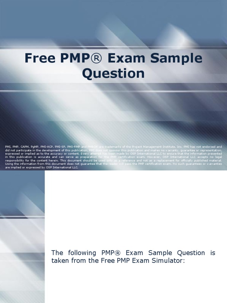 Free PMP Exam Sample Questions - Good PDF | PDF