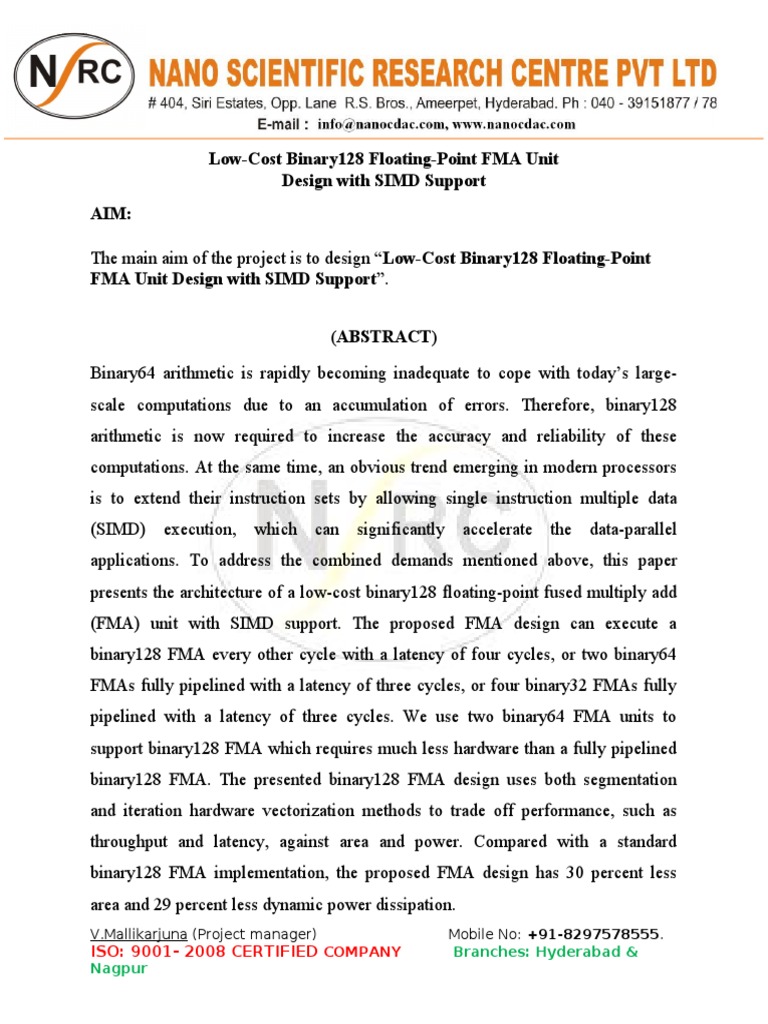 Low-Cost Binary128 Floating-Point FMA Unit Design Using SIMD Support ...