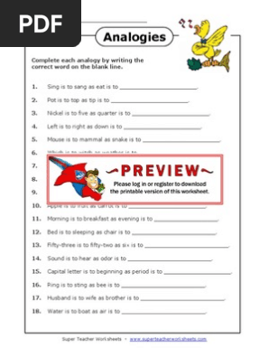Part To Whole Analogies Worksheet Berliana Web