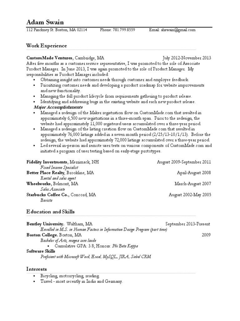 Adam Swain Nov 2013 Resume | PDF | Career & Growth | Business