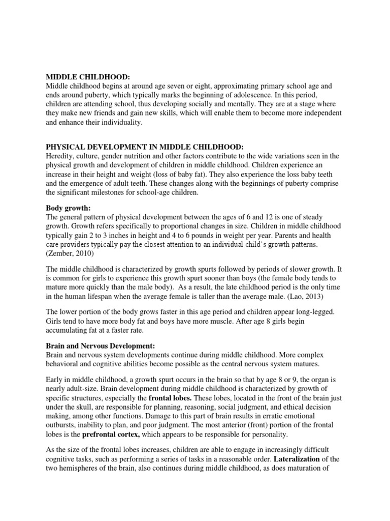 Physical Development | PDF | Frontal Lobe | Brain