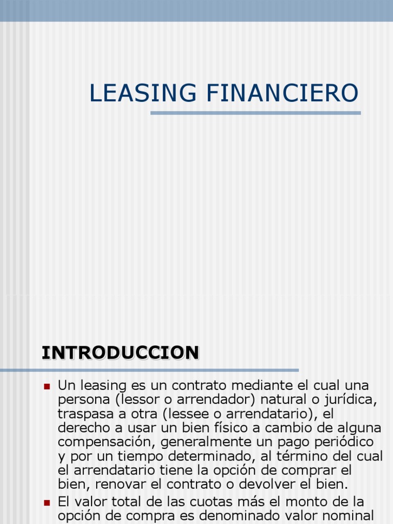 Tipos y Ejemplos de Leasing Financiero | PDF | Arrendamiento | Business