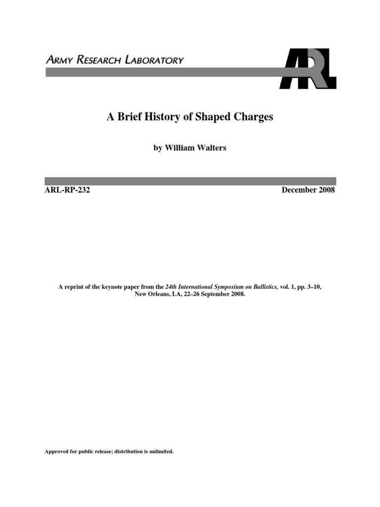 A Concise History of the Development of Shaped Charges from Early ...