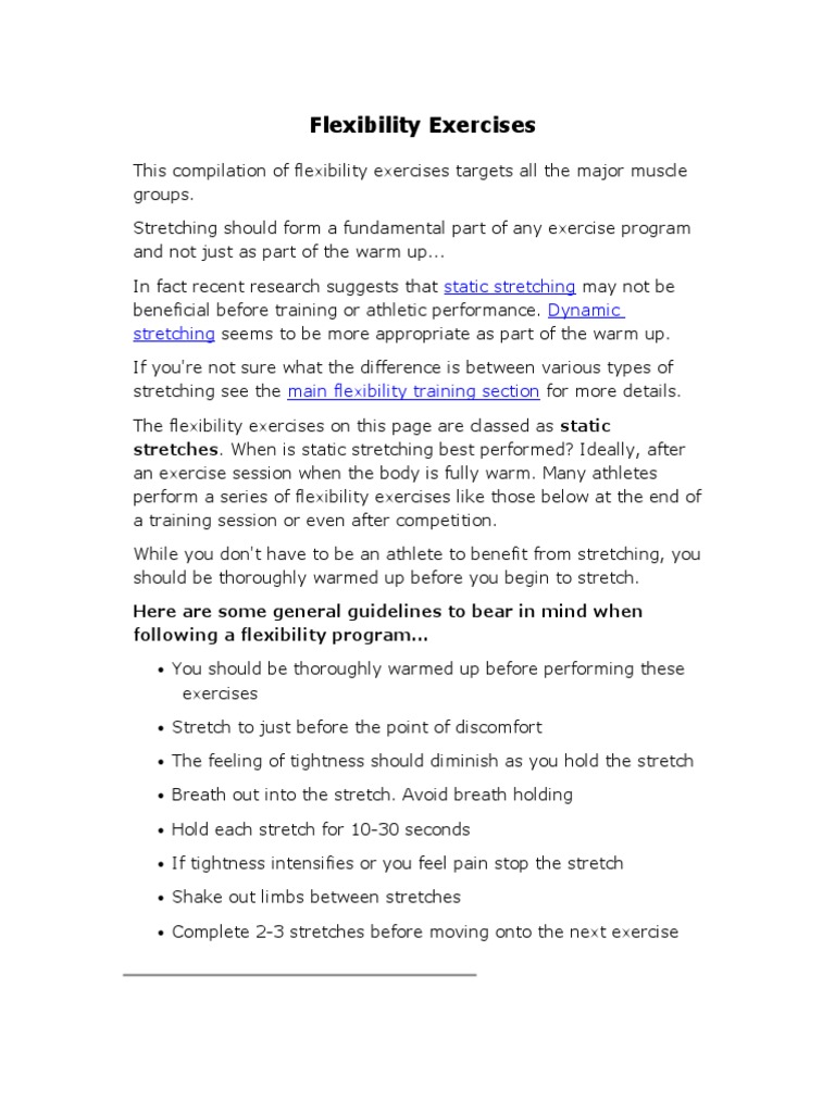 Flexibility Exercises | PDF