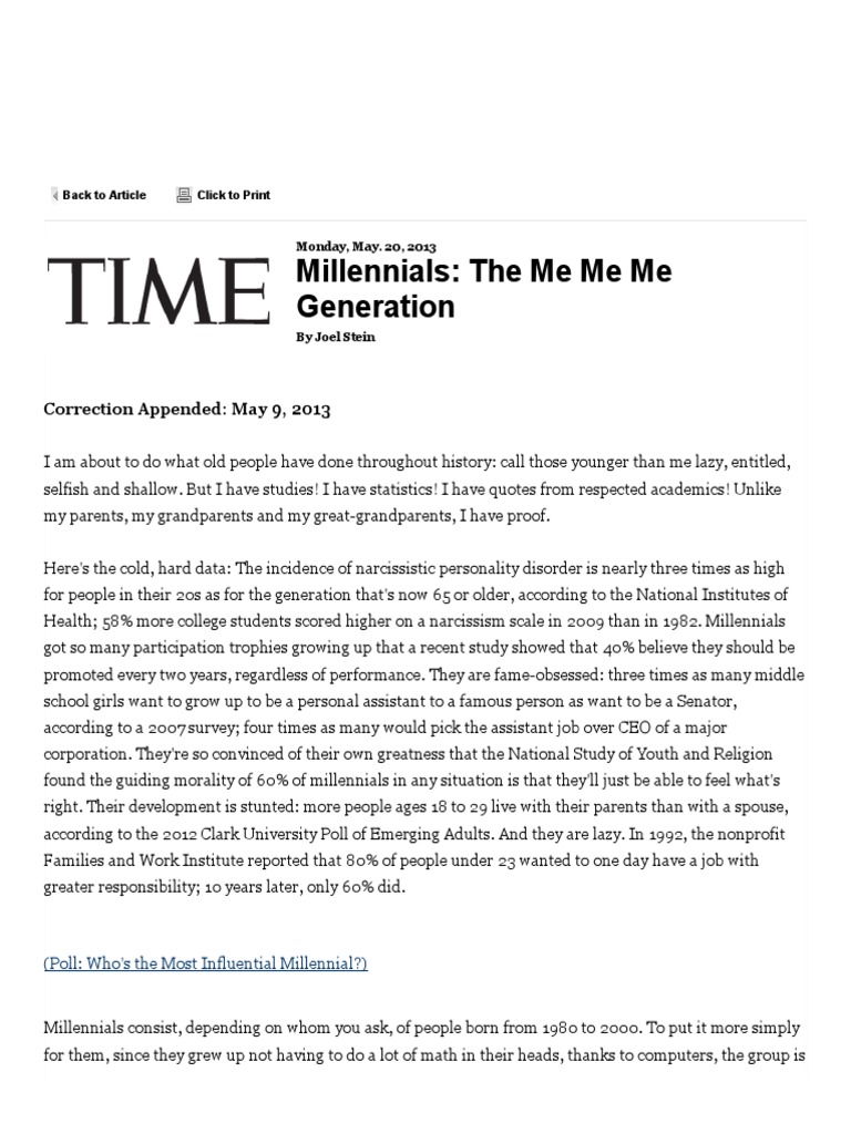 Millennials: The Me Me Me Generation | PDF | Social Science | Wellness