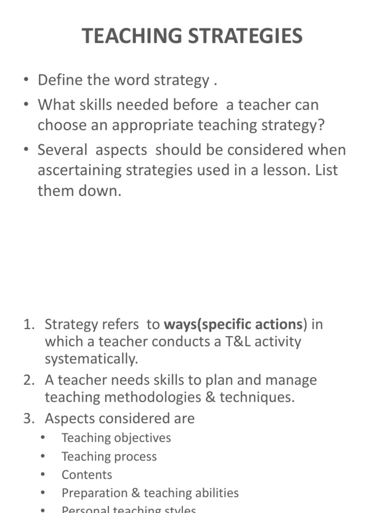 Teaching Strategies | PDF | Teaching Method | Teachers