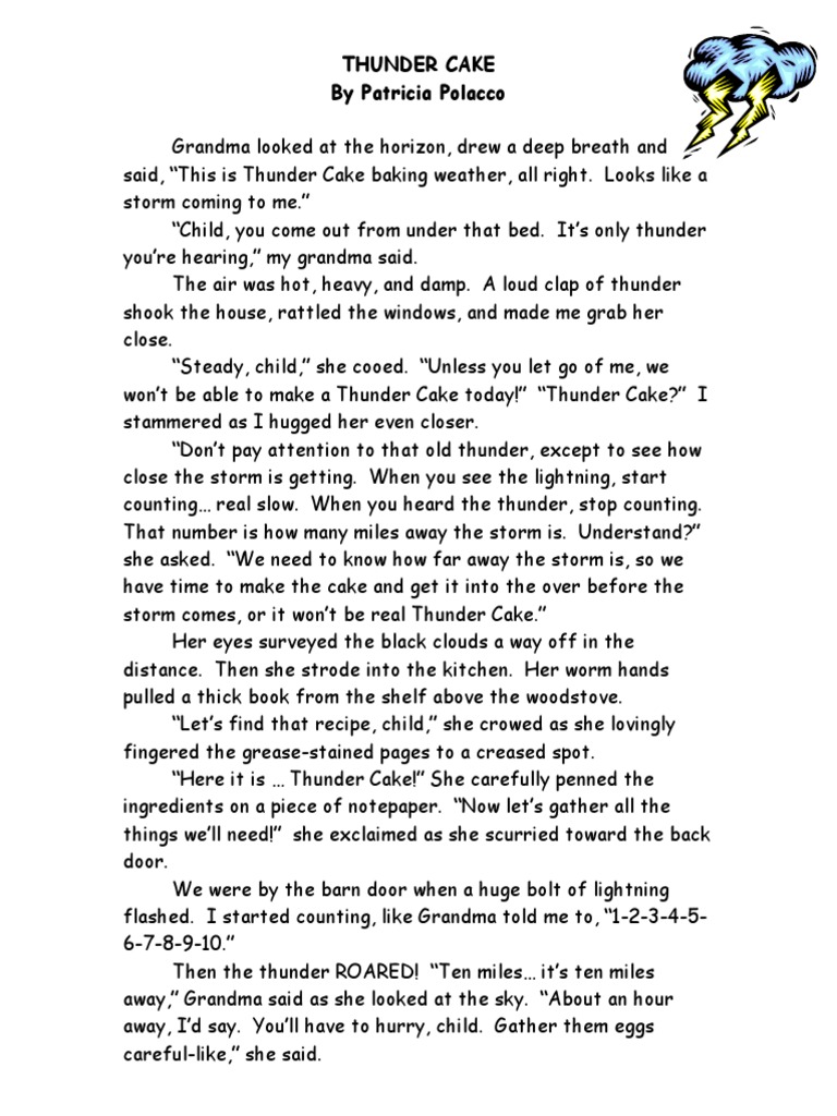 Thunder Cake Story | PDF | Thunder | Cuisine