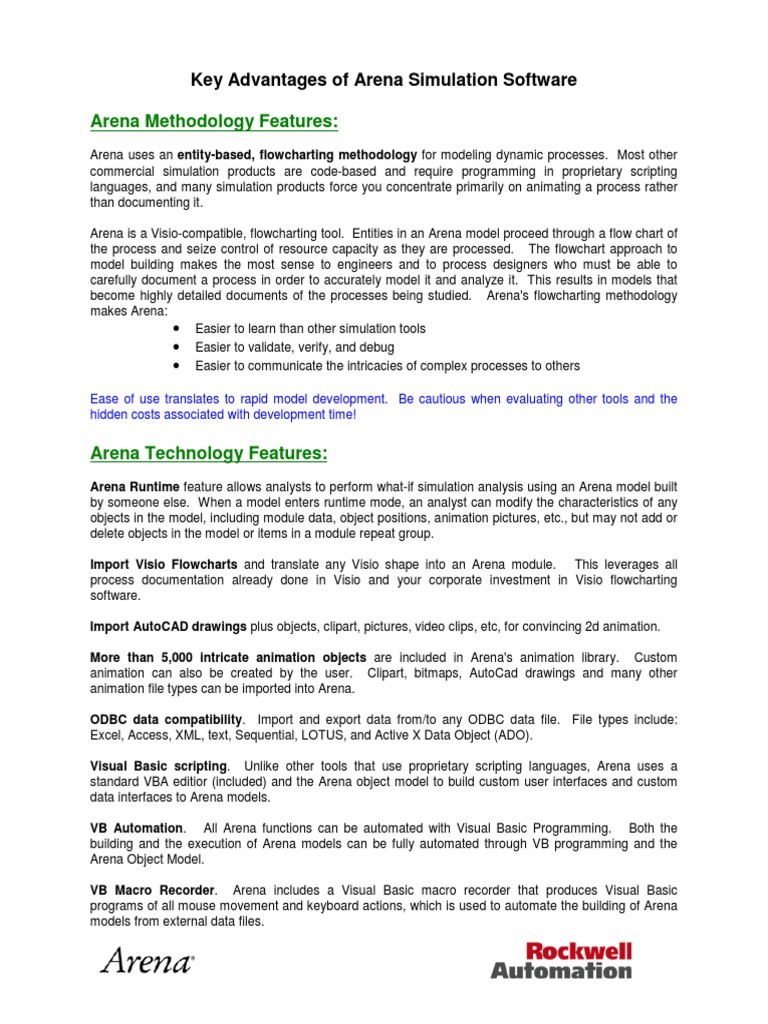 Arena Simulation Key Advantages | PDF | Scripting Language | Simulation