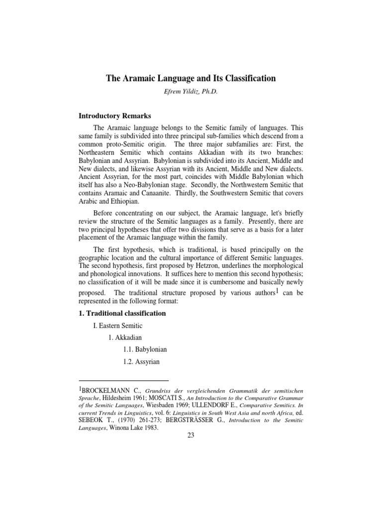 Aramaic Language Classification Overview | PDF