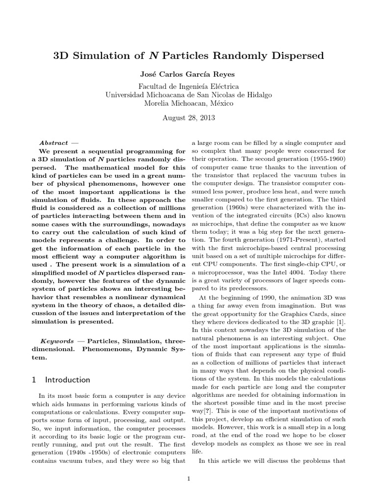 3D Simulation of N Particles Randomly Dispersed | PDF | Central ...