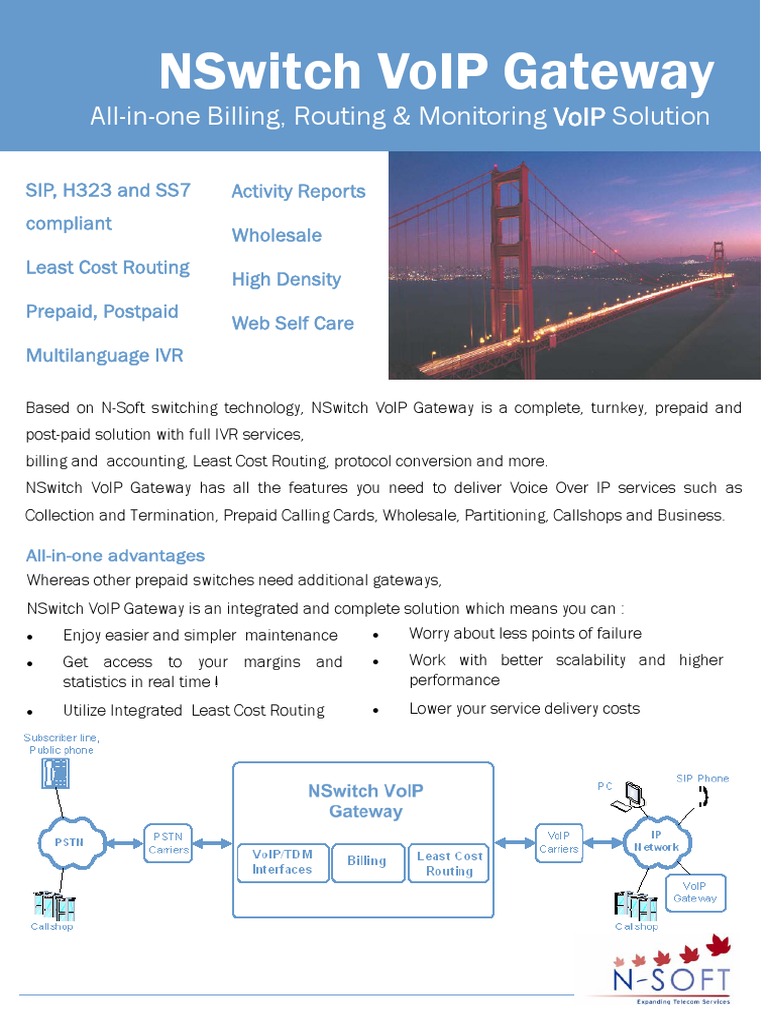 Nswitch Voip Gateway: All-In-One Billing, Routing & Monitoring Voip Solution | PDF | Voice Over ...