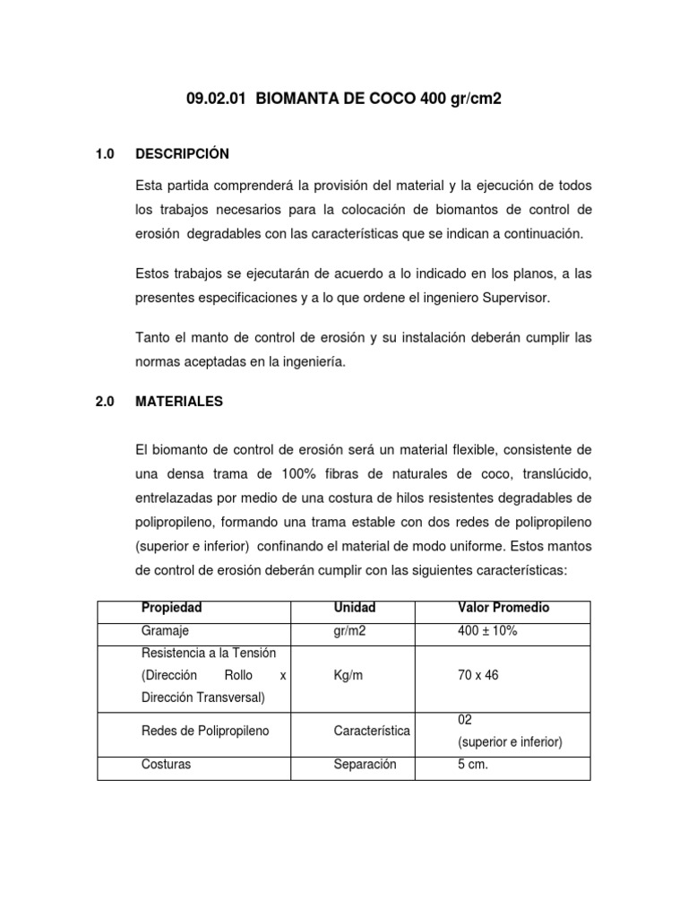 Biomanta de Coco para Control de Erosión | PDF | Suelo | Science
