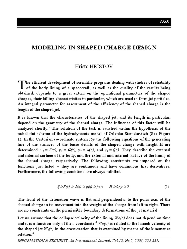 Modeling in Shaped Charge Design: Hristo HRISTOV | PDF | Physics ...