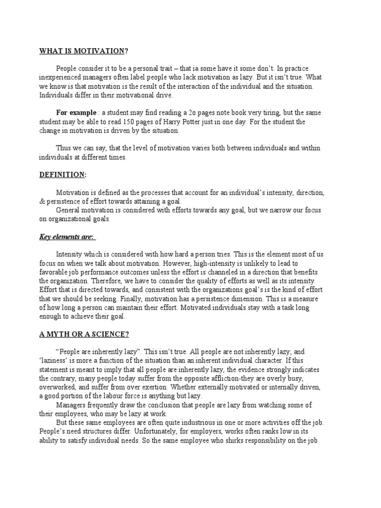 What Is Motivation?: Key Elements Are | PDF | Motivation | Motivational