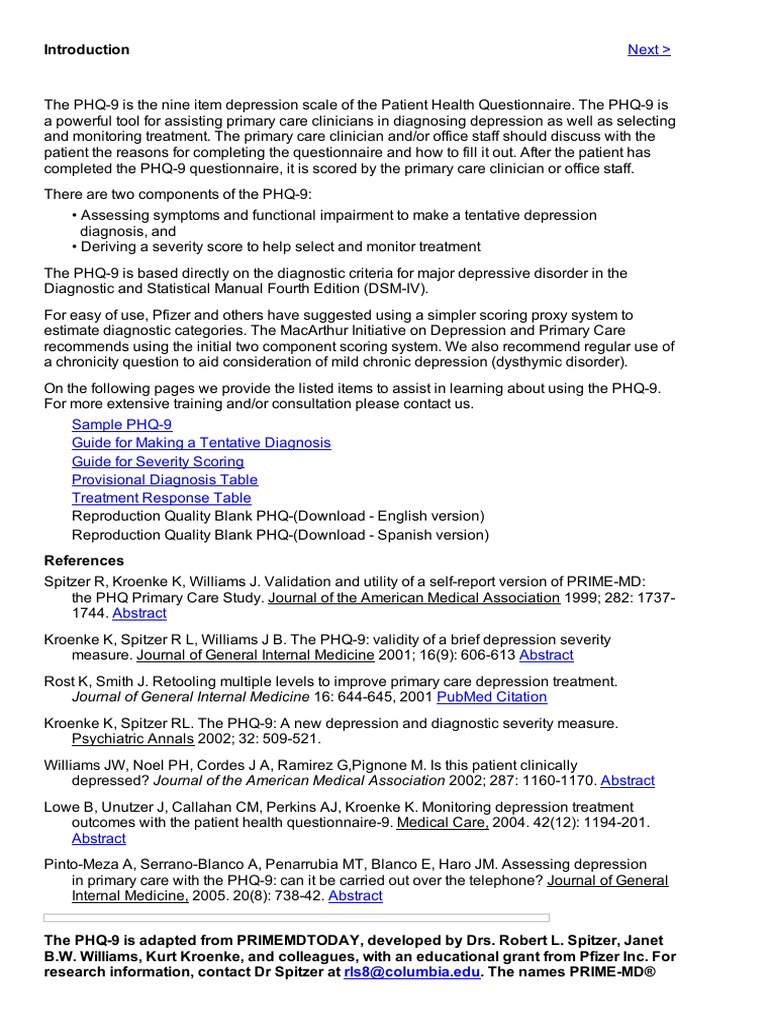 Patient Health Questionnaire | PDF | Major Depressive Disorder ...