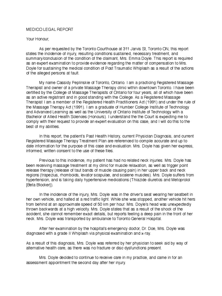 Medico Legal Report | PDF | Myofascial Trigger Point | Massage