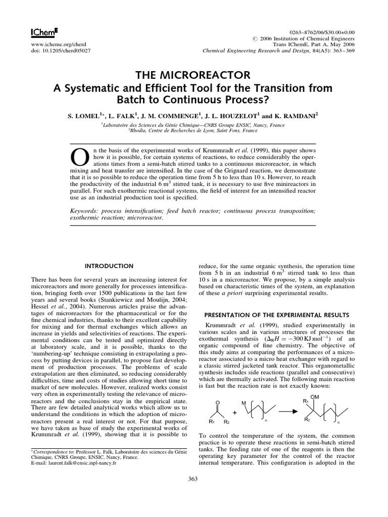 The MICROREACTOR A Systematic and Efficient Tool | PDF | Chemical ...