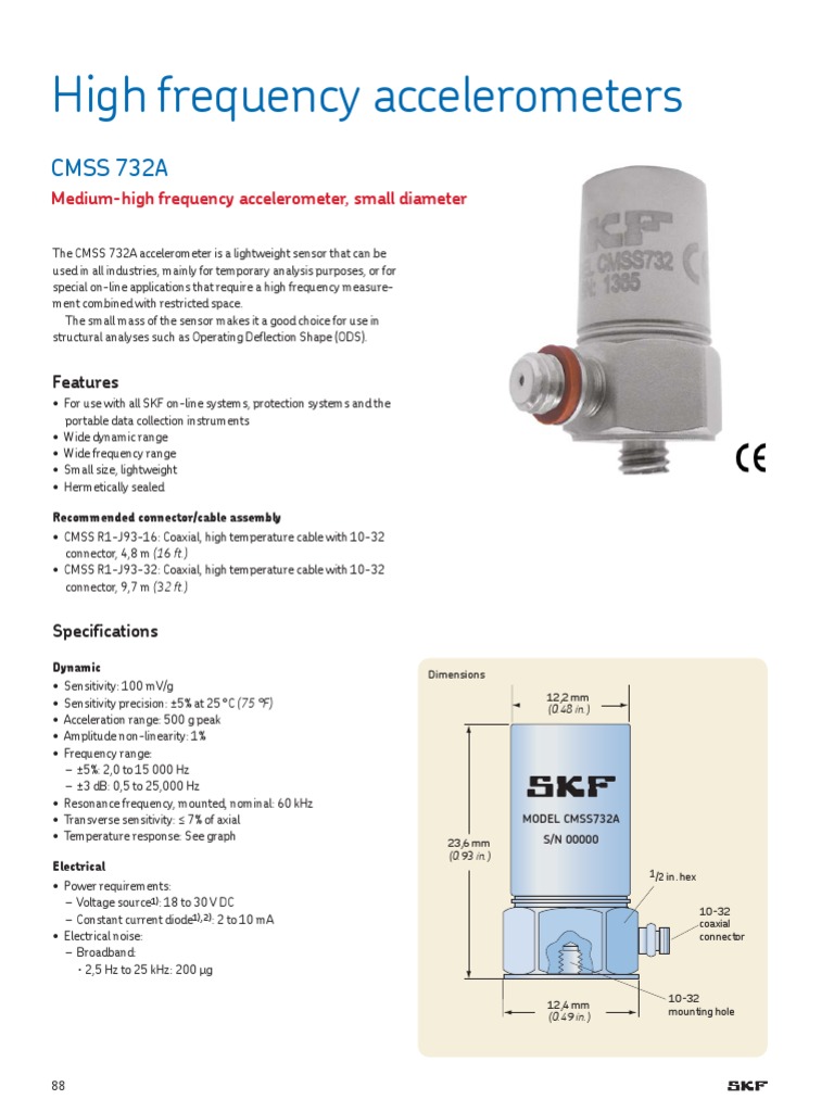 High Frequency Accelerometers: CMSS 732A | PDF | Accelerometer | Electrical Connector