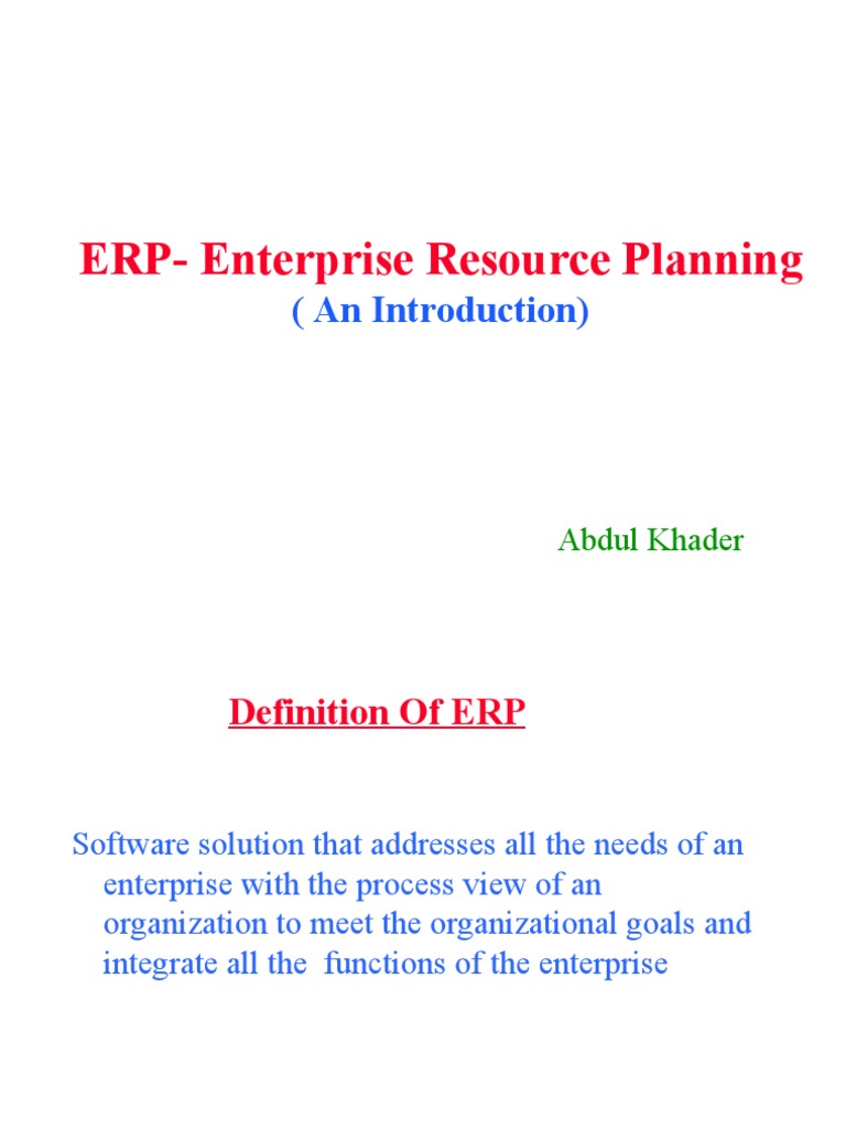 ERP - Enterprise Resource Planning | PDF | Business