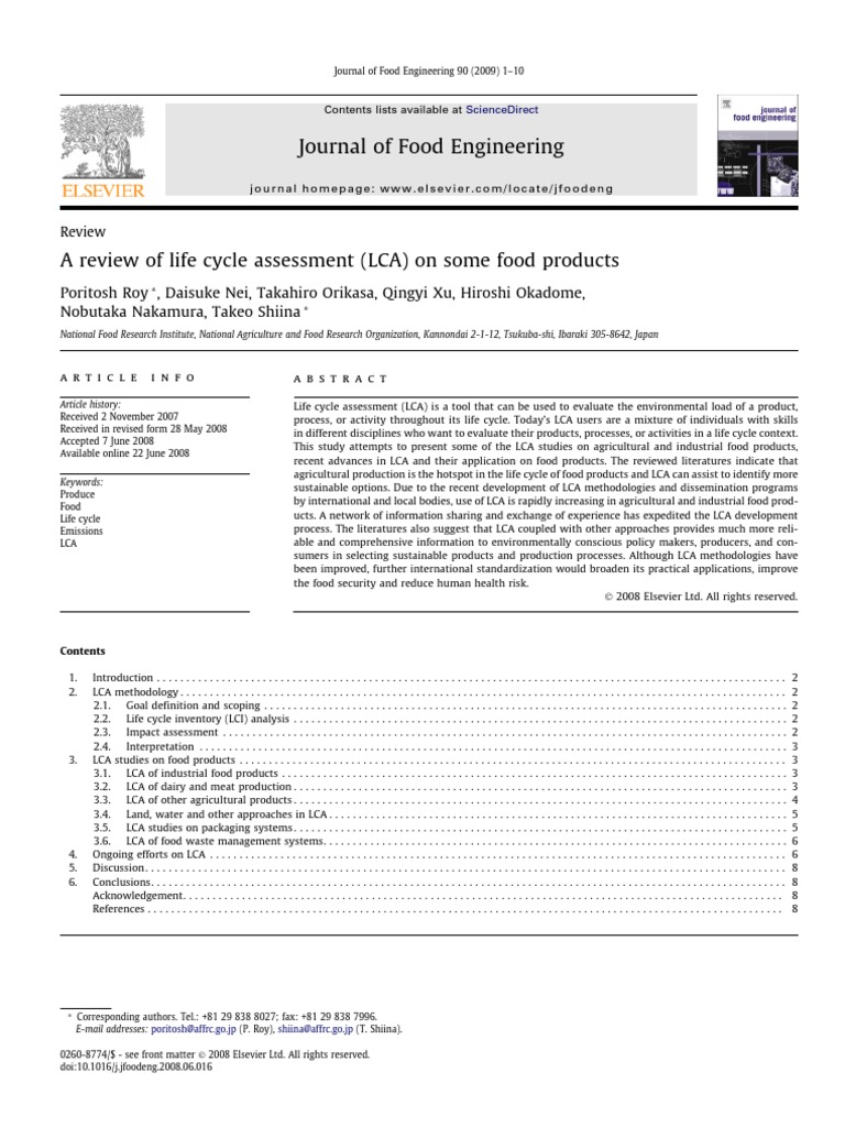 LCA Review of Food Products | PDF | Life Cycle Assessment | Organic Farming