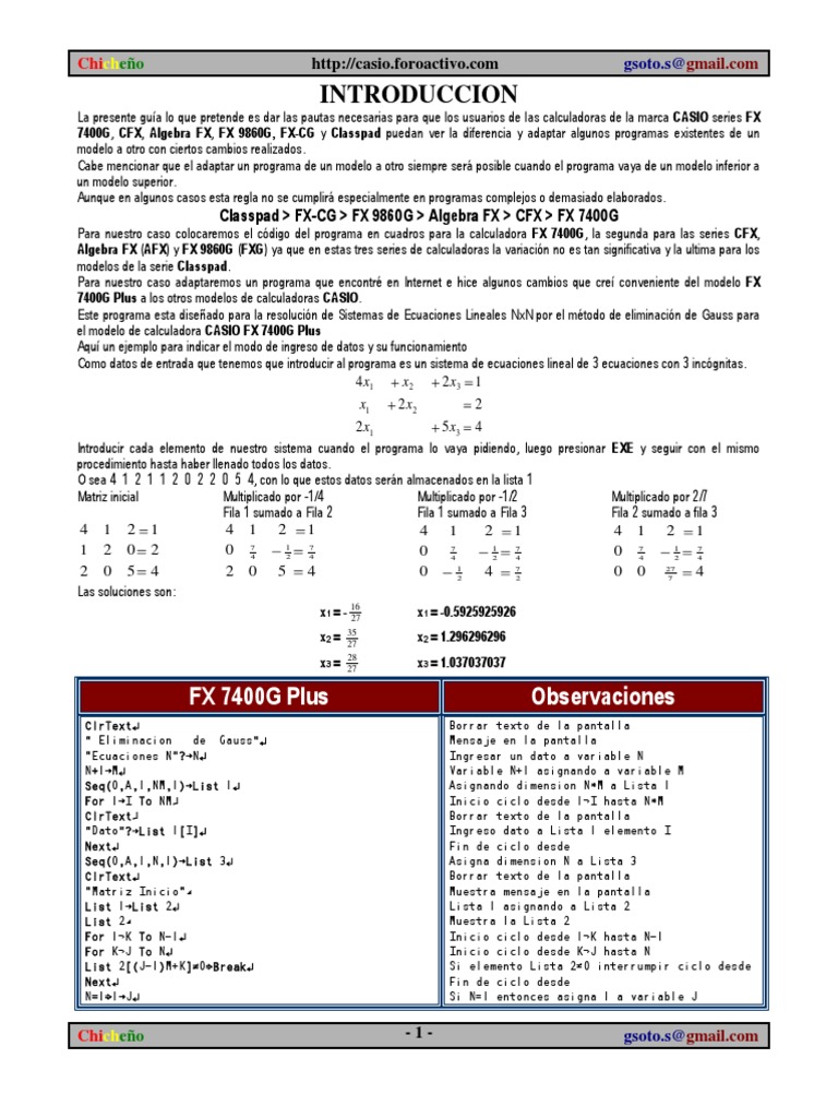Programacion de Las Calculadoras CASIO | PDF | Calculadora | Ecuaciones