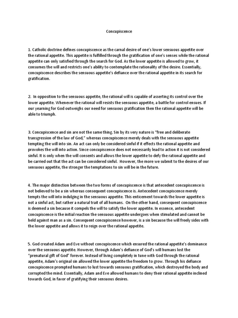 Concupiscence | Download Free PDF | Original Sin | Grace In Christianity