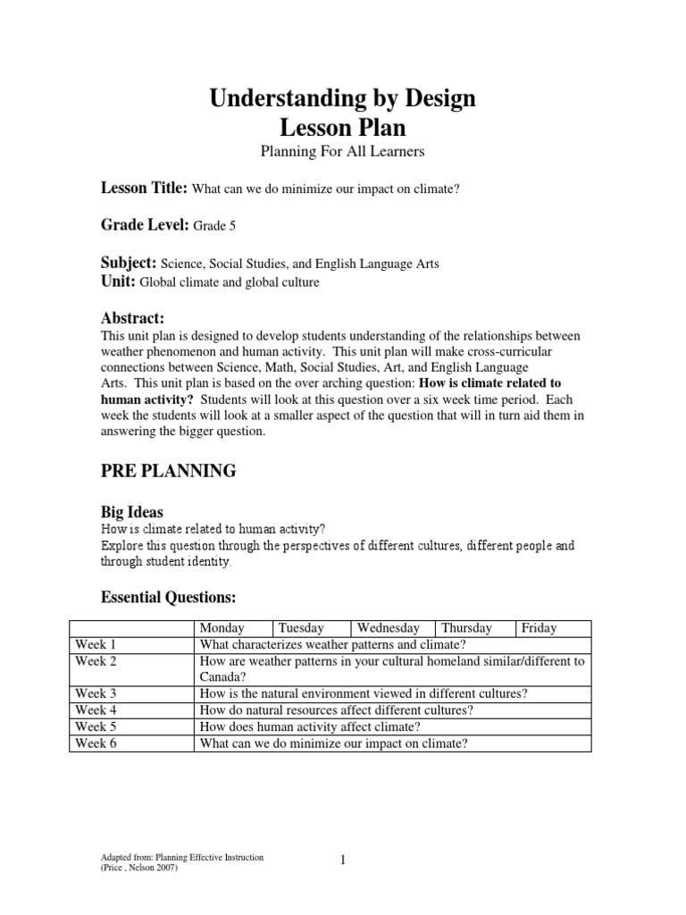 Grade 5 Udl Unit Plan Rev | PDF | Educational Assessment | Geography
