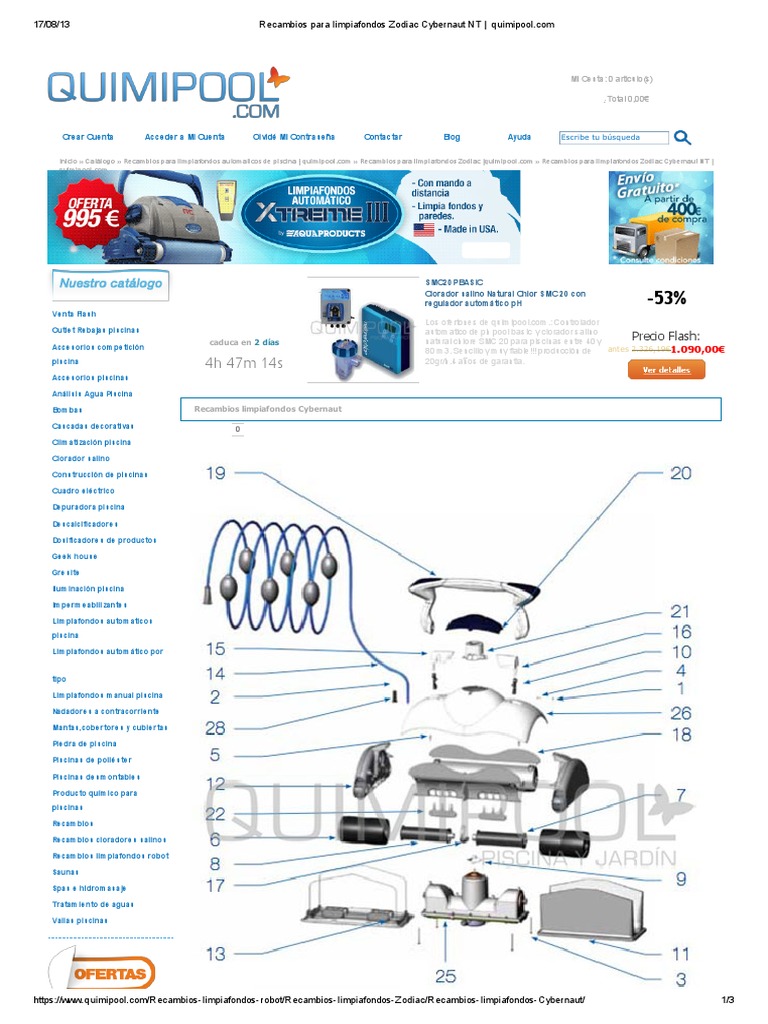 Recambios para Zodiac Cybernaut NT | PDF | Piscina | Baños