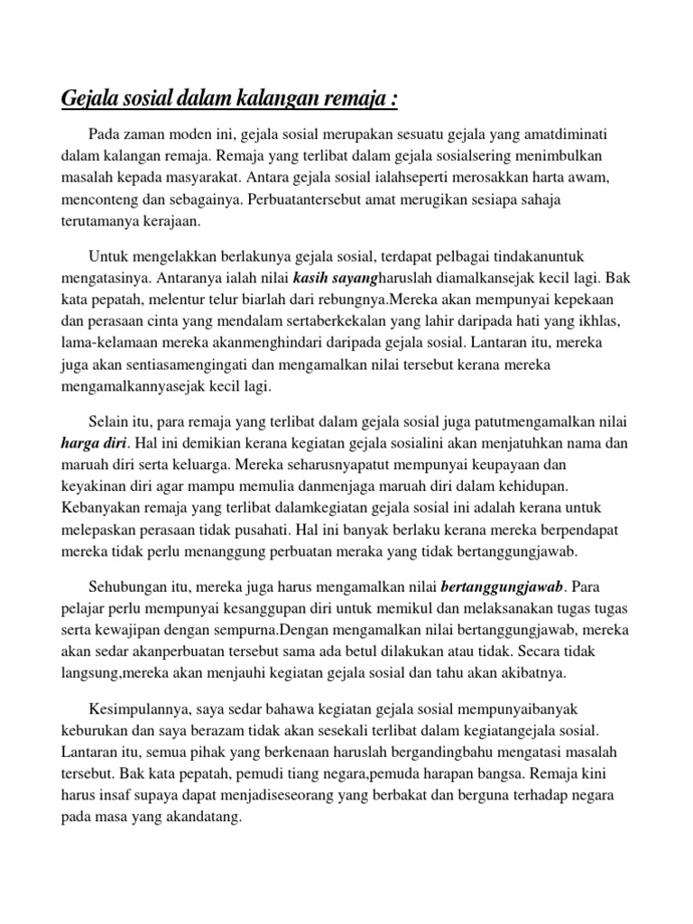 Masalah Gejala Sosial Dalam Kalangan Remaja Spm Sufferploaty